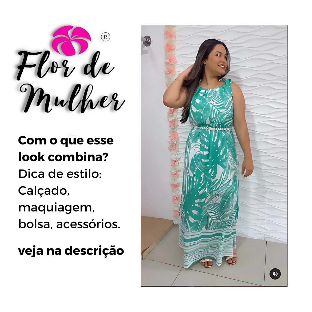 Como combinar um 1 Vestido Longo Estampado Verde? - Moda Feminina Flor ...